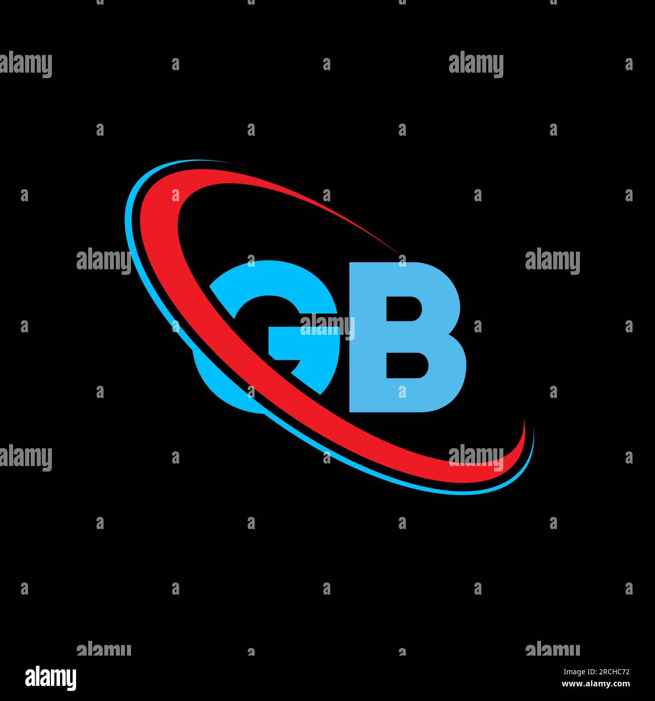 GB, G B letter logo design. Initial letter GB linked circle uppercase monogram logo red and blue ...