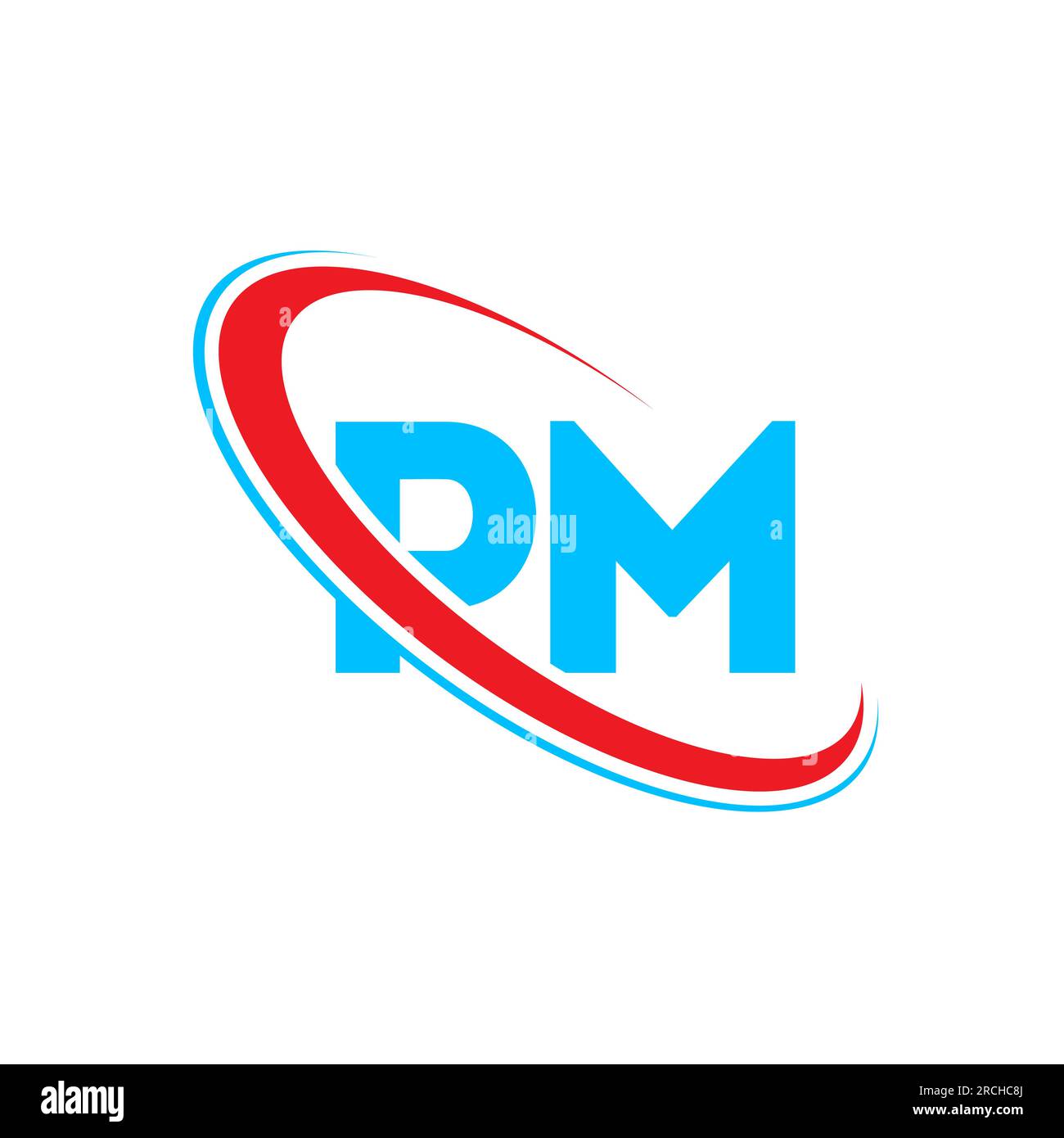 PM P M letter logo design. Initial letter PM linked circle uppercase ...