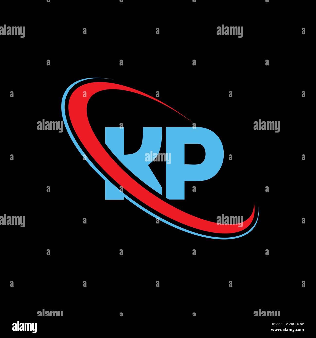 KP letter logo design. KP logo red and blue color Stock Vector Image ...