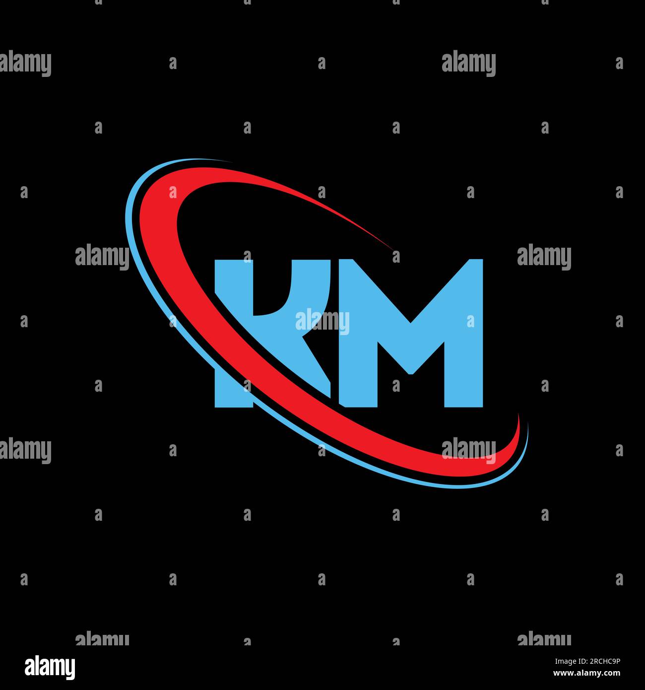 KM letter logo design. KM logo red and blue color Stock Vector Image ...