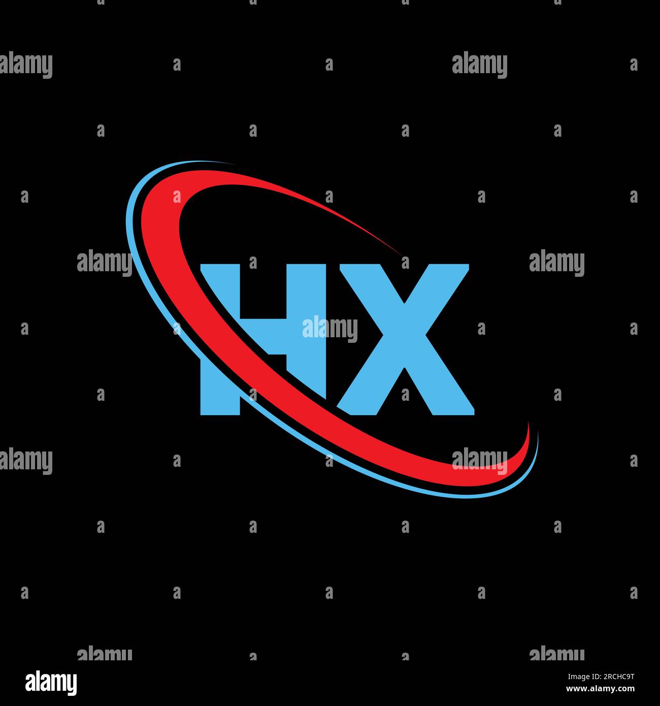 HX H X letter logo design. Initial letter HX linked circle upercase ...