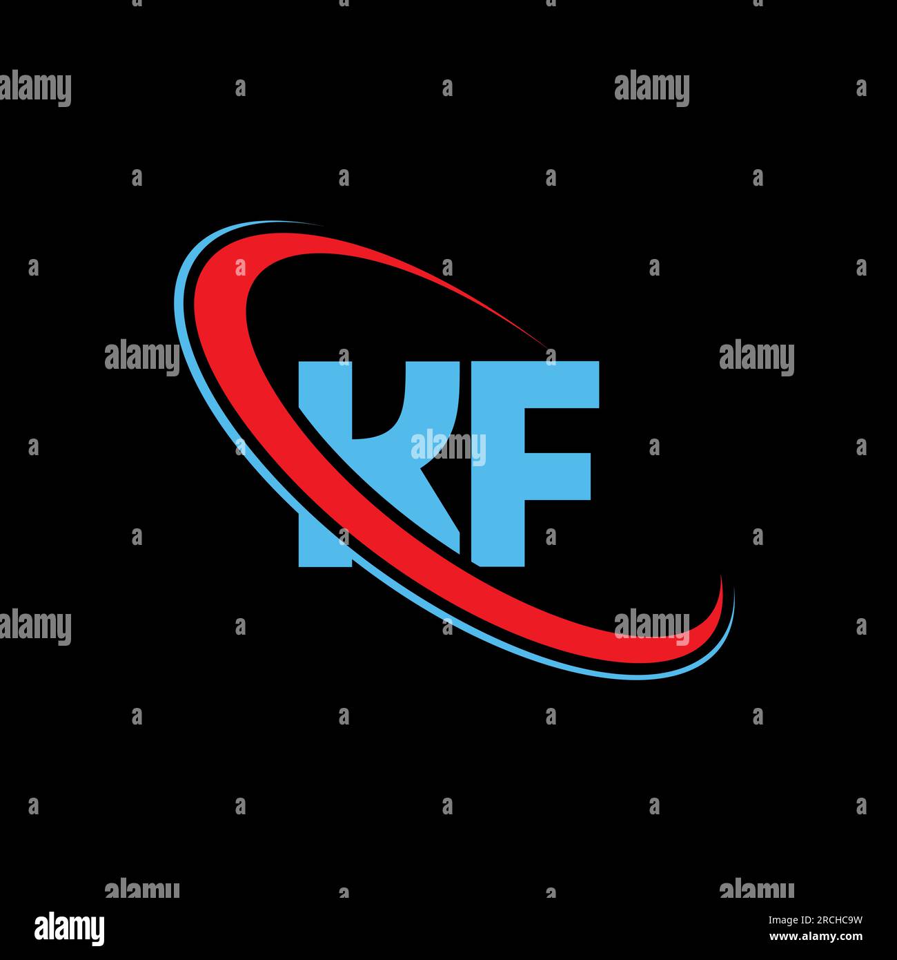 KF letter logo design. KF logo red and blue color Stock Vector Image ...