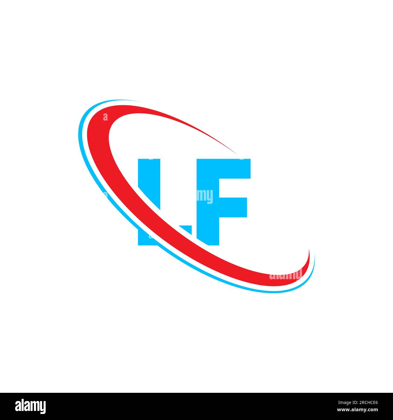 LF L F letter logo design. Initial letter LF linked circle upercase monogram logo red and blue ...