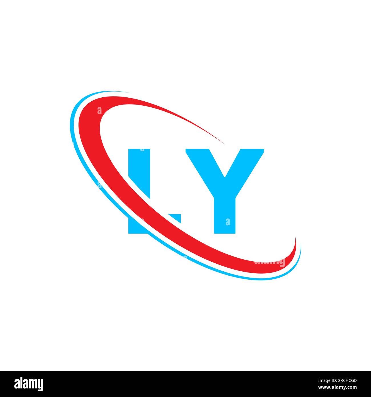 LY L Y letter logo design. Initial letter LY linked circle upercase monogram logo red and blue ...