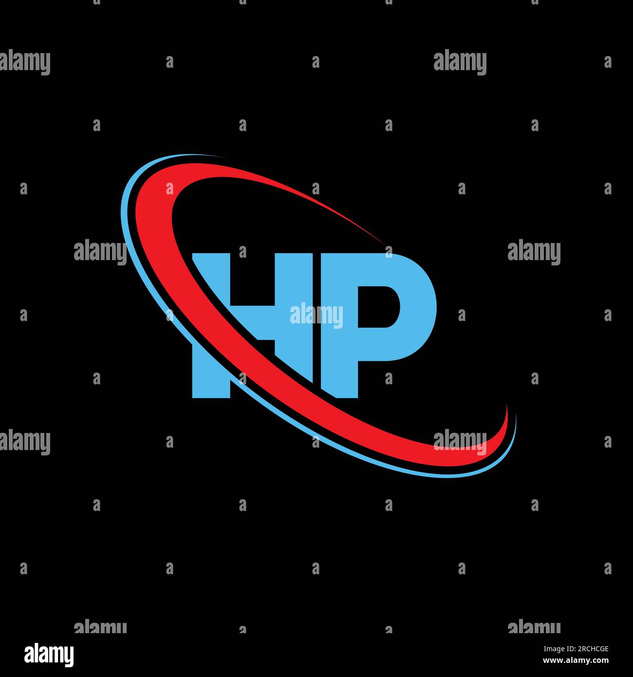 HP H P letter logo design. Initial letter HP linked circle upercase ...