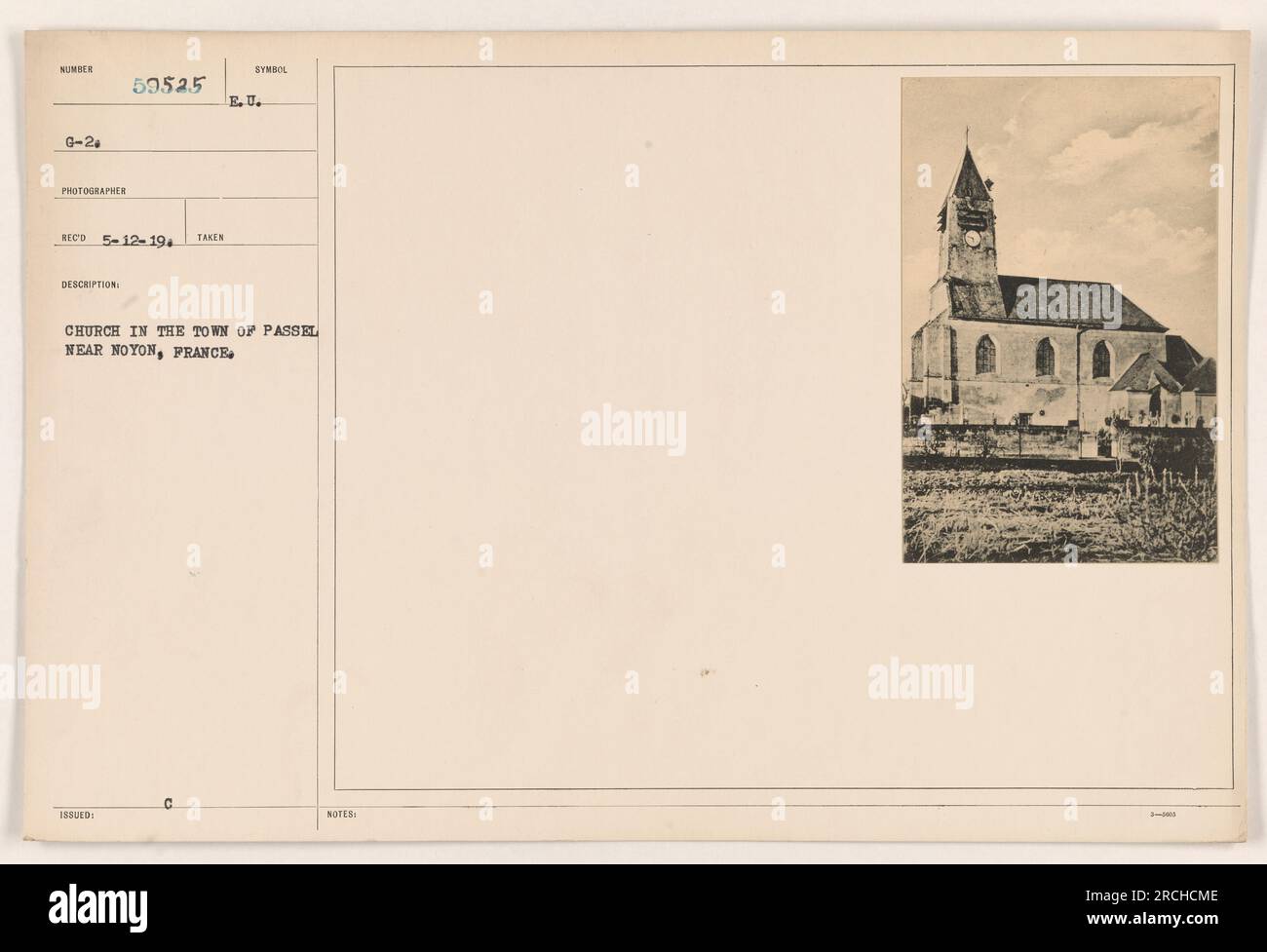 A photograph of a church in the town of Passel near Noyon, France ...