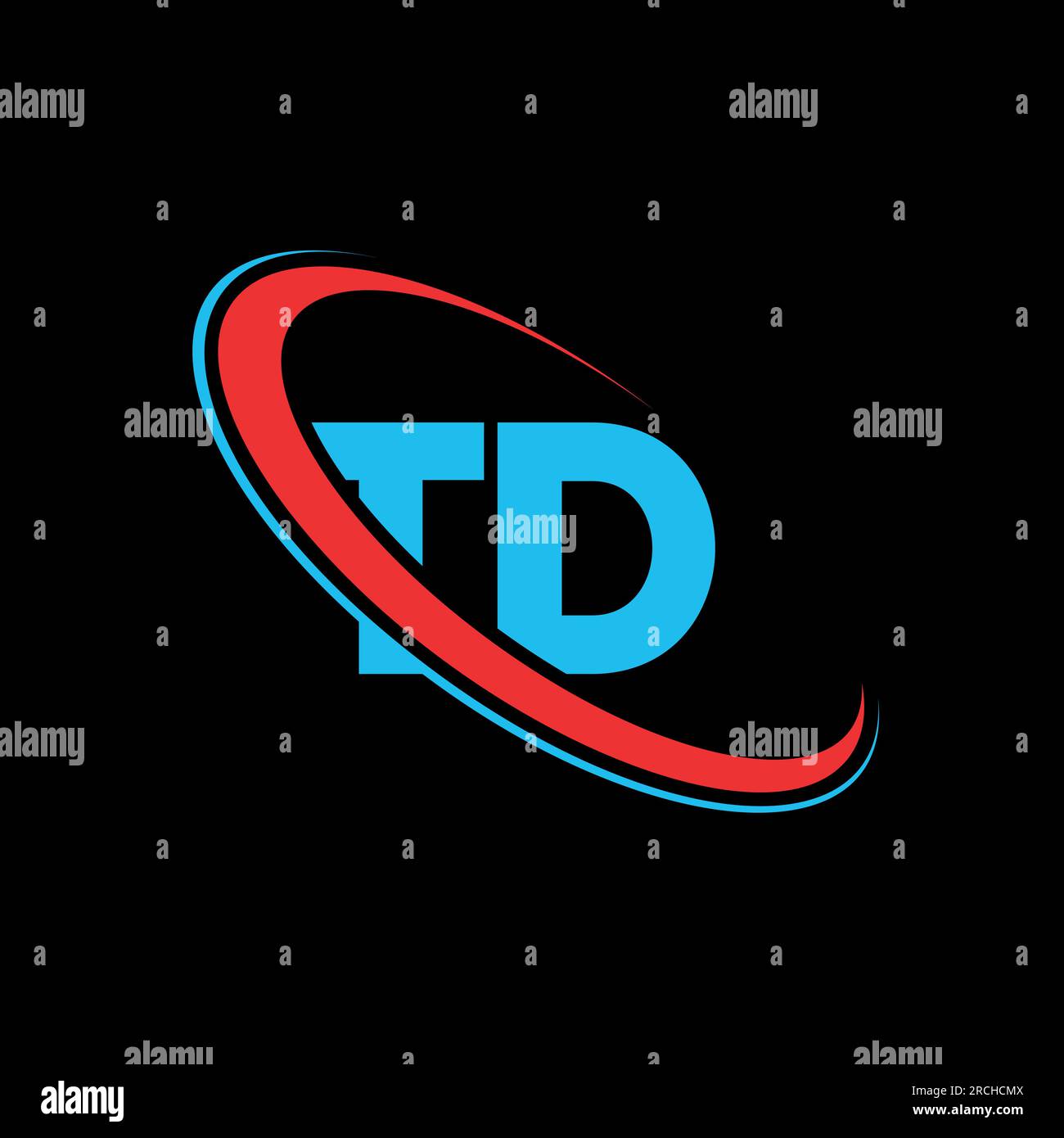 TD T D letter logo design. Initial letter TD linked circle uppercase ...