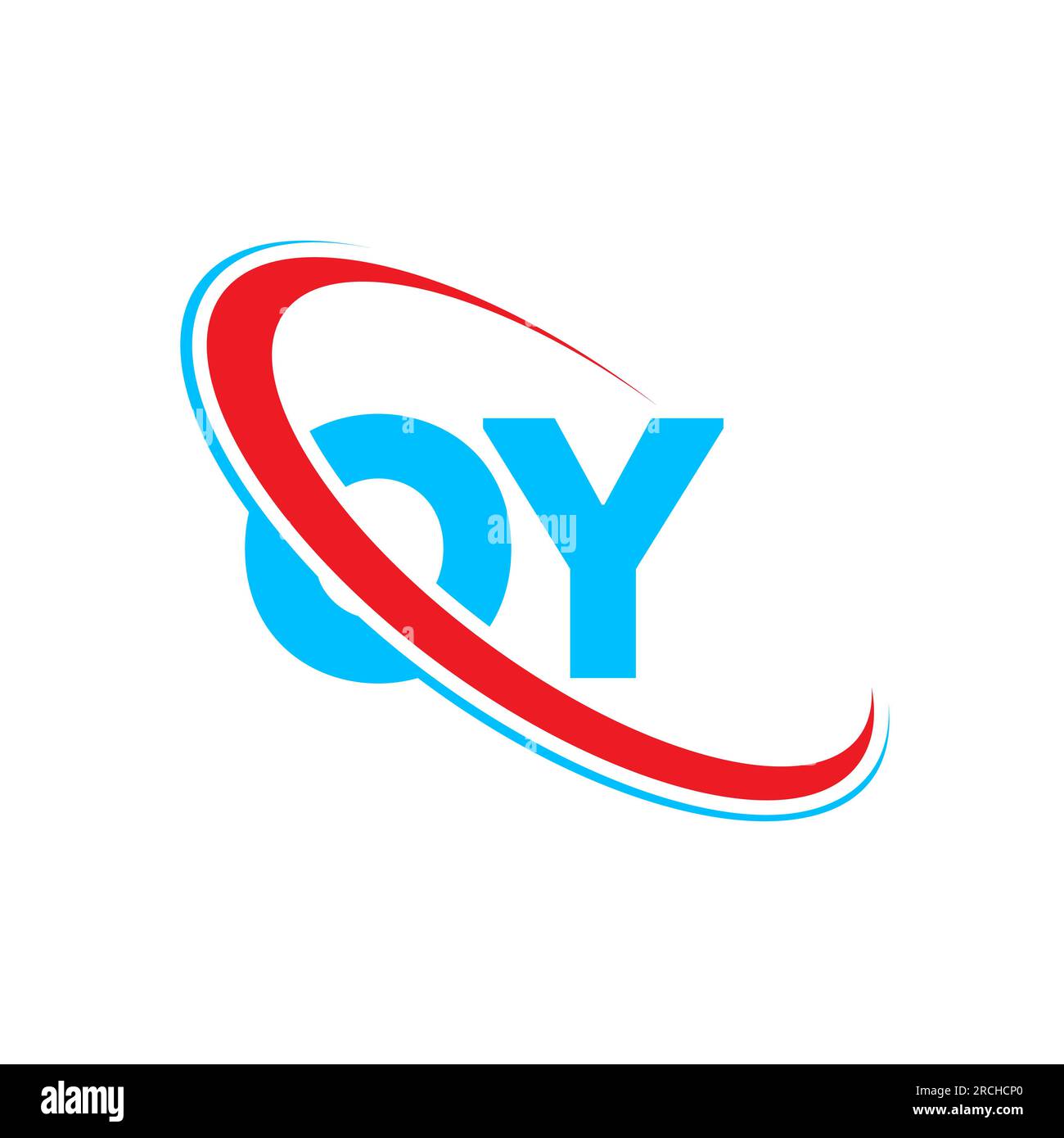 OY O Y letter logo design. Initial letter OY linked circle upercase monogram logo red and blue ...