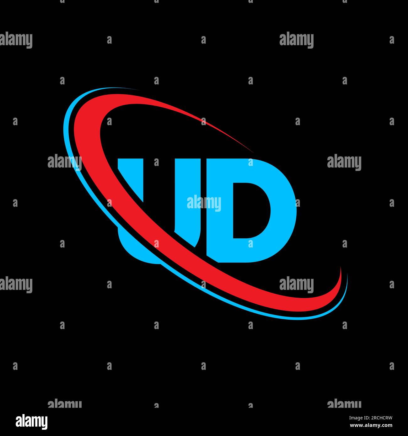 UD U D letter logo design. Initial letter UD linked circle uppercase ...