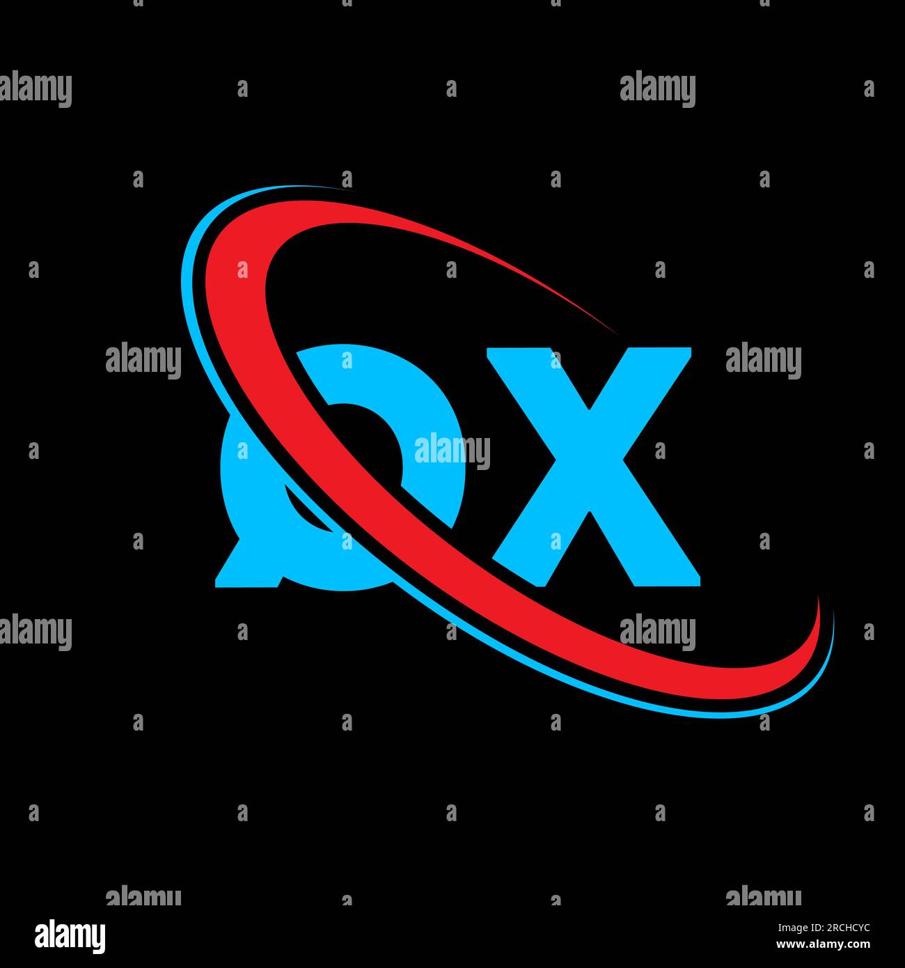 QX Q X letter logo design. Initial letter QX linked circle uppercase ...