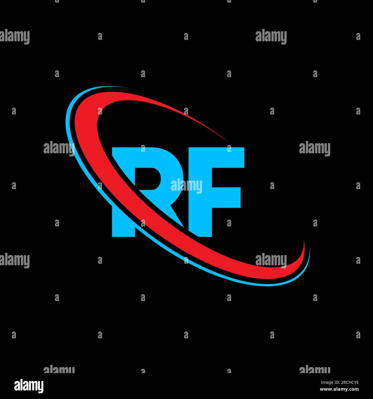 RF R F letter logo design. Initial letter RF linked circle uppercase ...