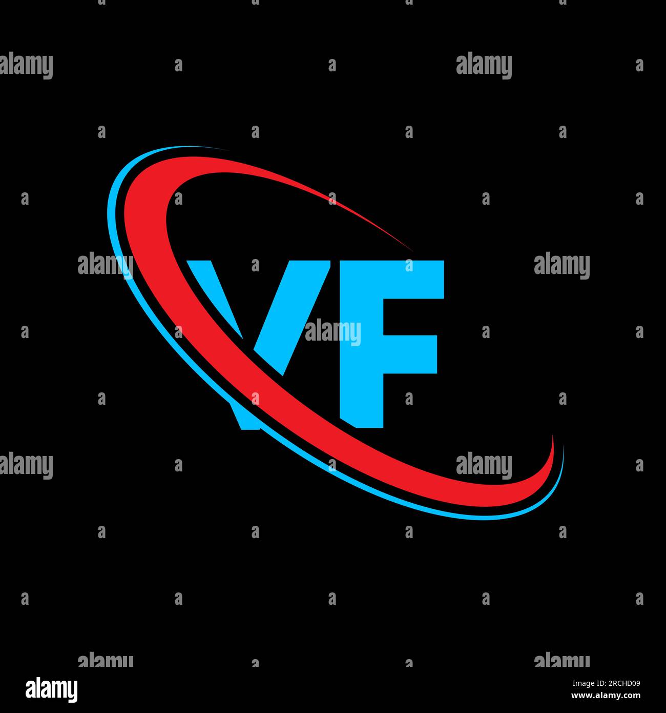 VF V F letter logo design. Initial letter VF linked circle uppercase ...