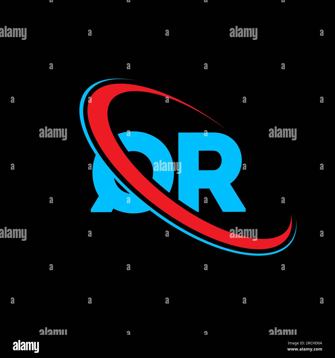 QR Q R letter logo design. Initial letter QR linked circle uppercase ...