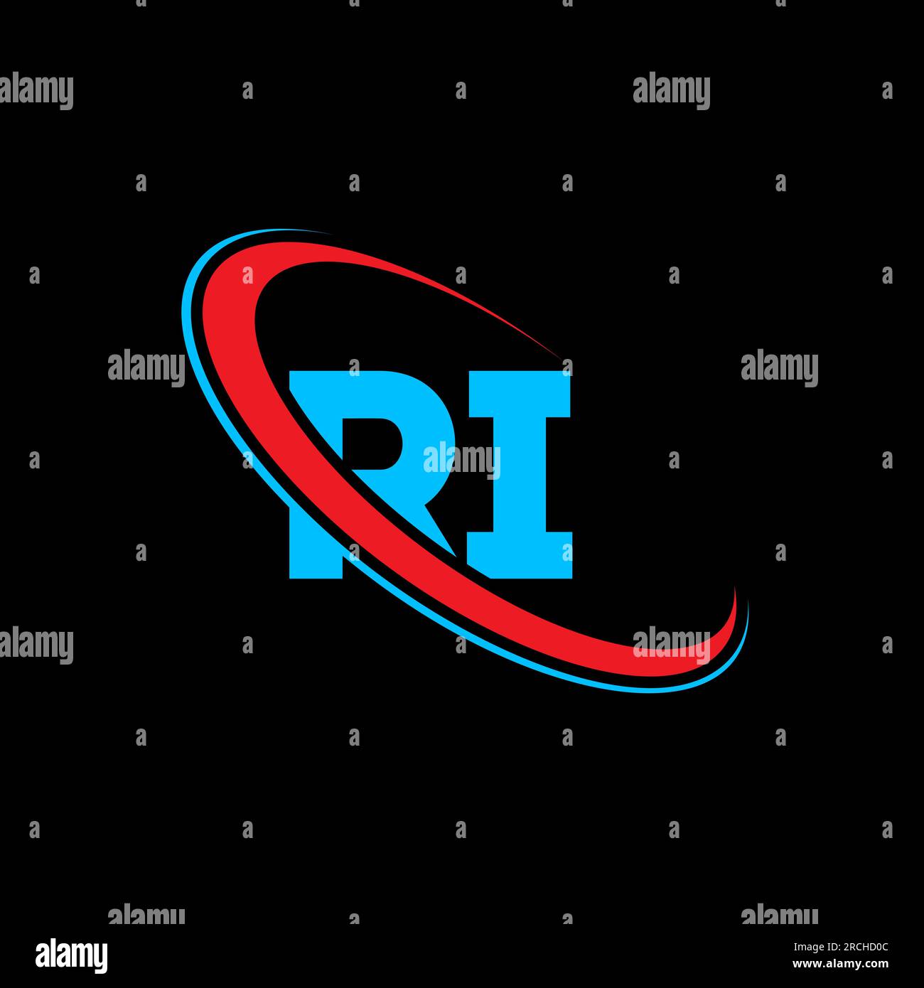 RI R I letter logo design. Initial letter RI linked circle uppercase ...
