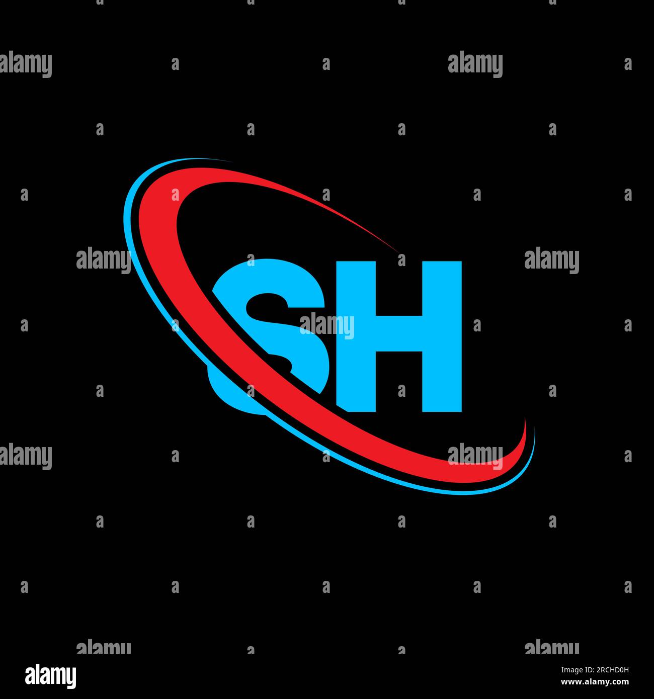 SH S H letter logo design. Initial letter SH linked circle uppercase ...