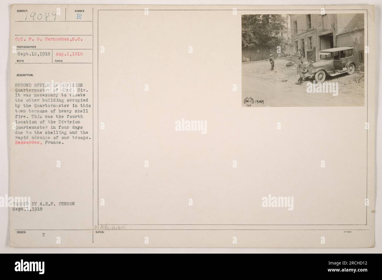 Cpl. F. G. Carnochan, S.C., photographed the headquarters of the ...