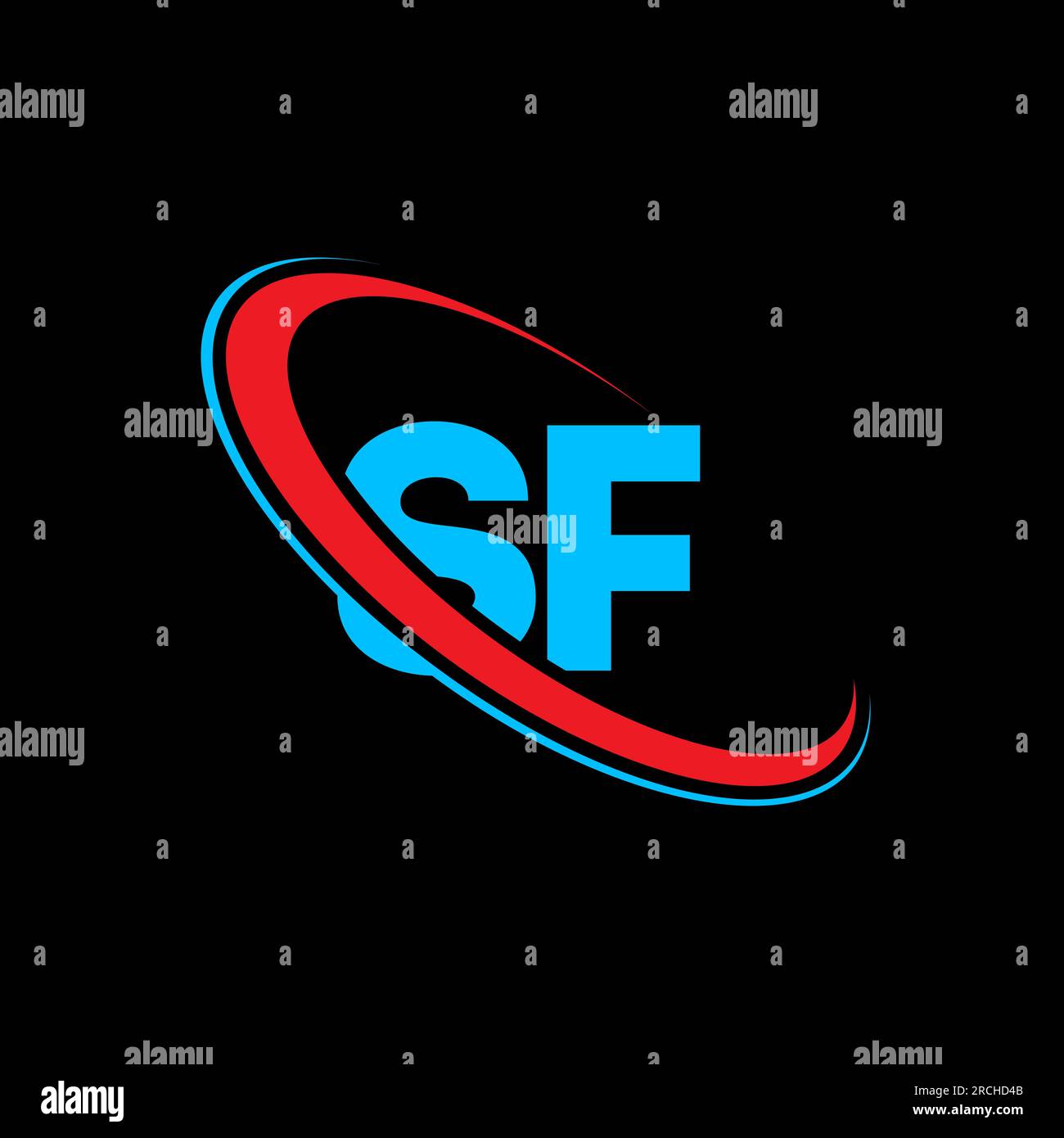 SF S F letter logo design. Initial letter SF linked circle uppercase ...