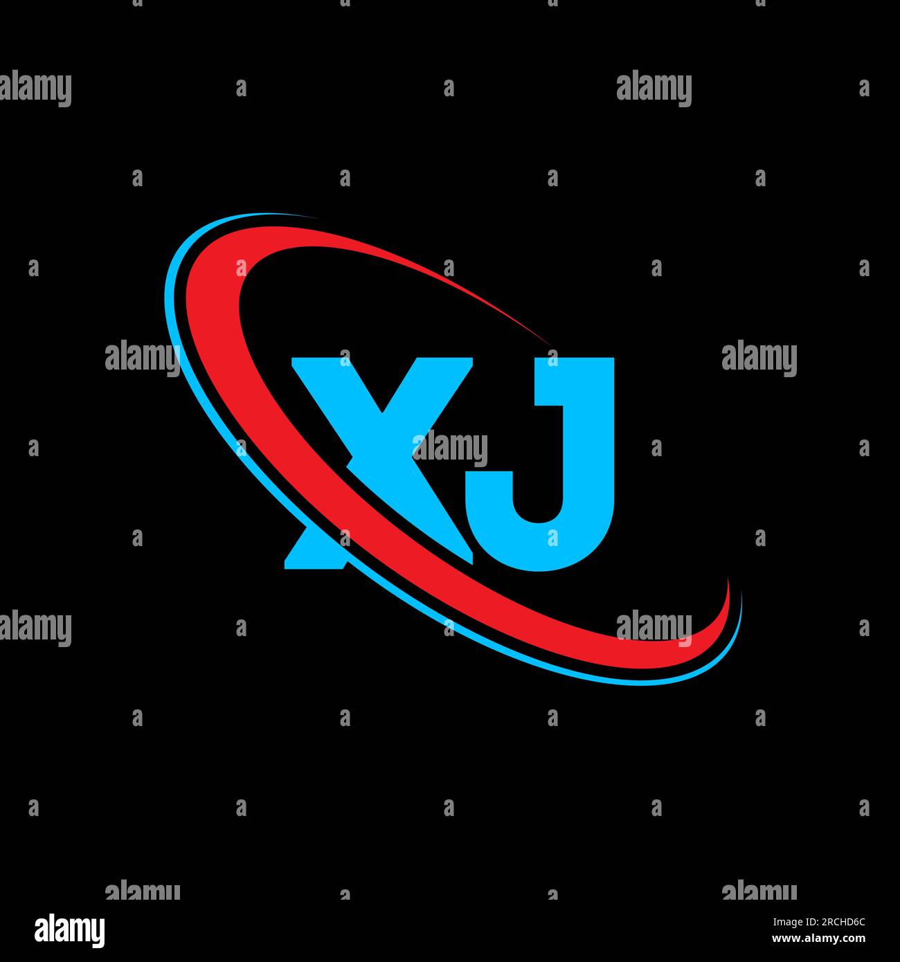 XJ X J letter logo design. Initial letter XJ linked circle uppercase ...