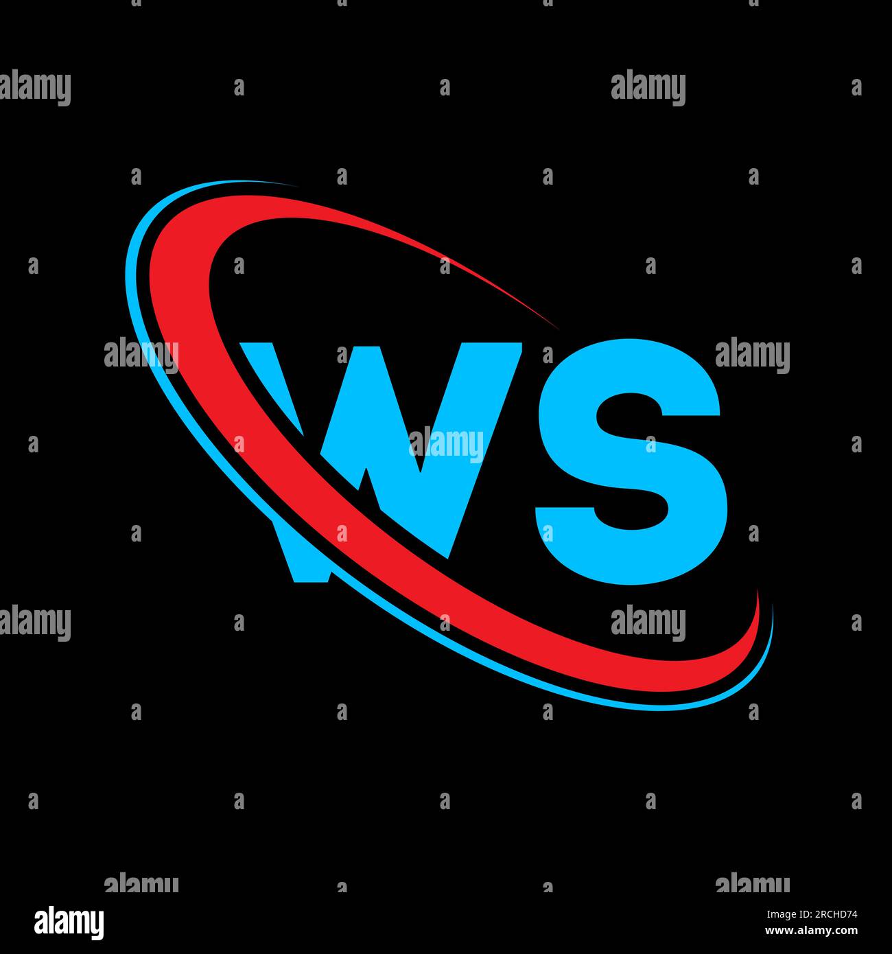 WS W S letter logo design. Initial letter WS linked circle uppercase ...