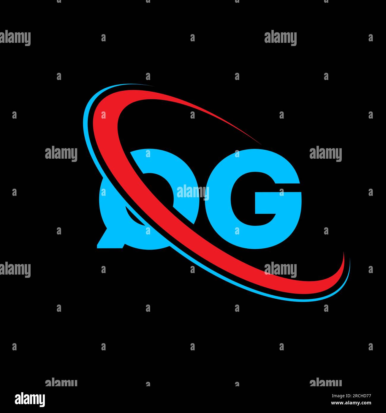 QG Q G letter logo design. Initial letter QG linked circle uppercase monogram logo red and blue ...