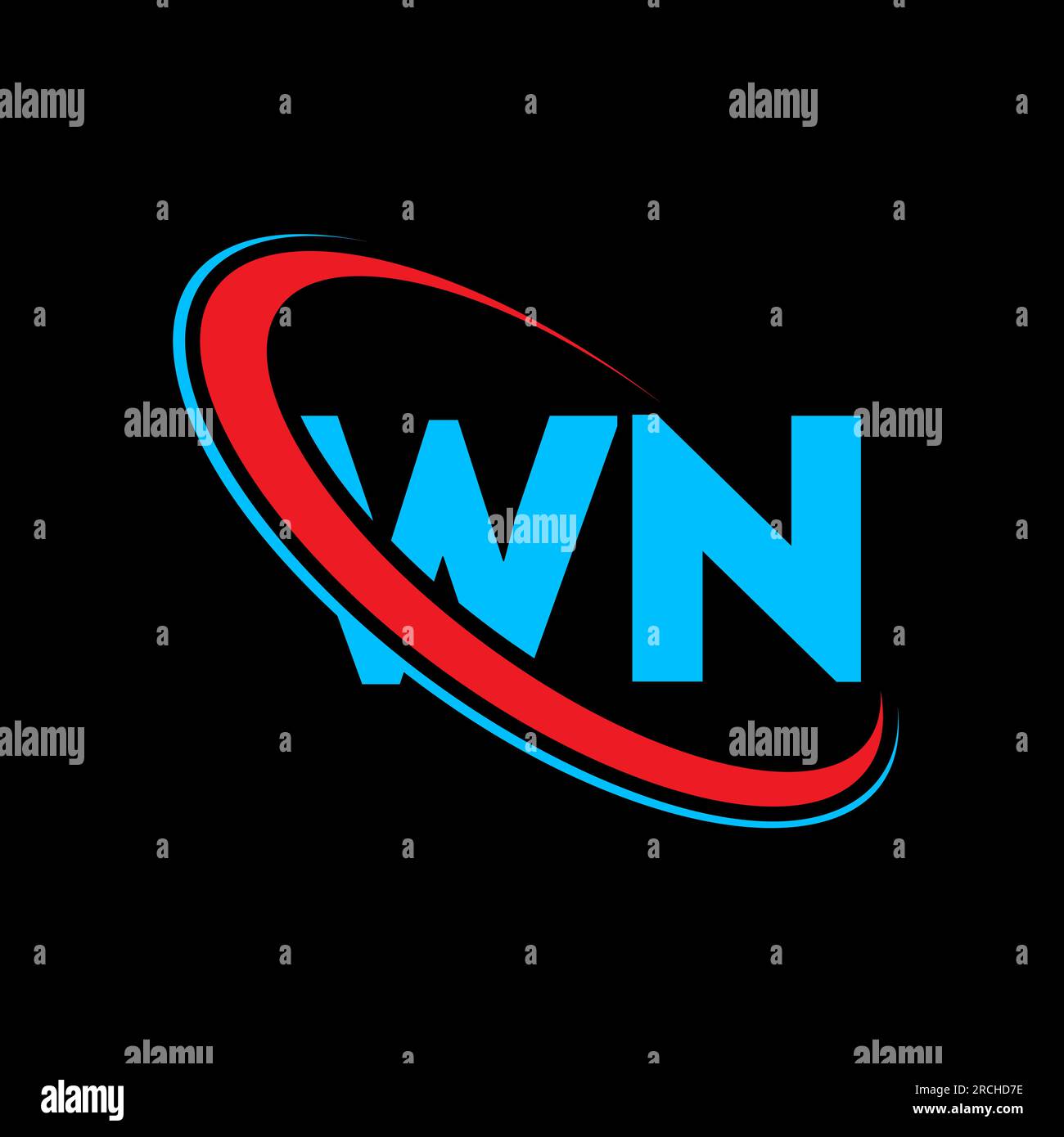 WN W N letter logo design. Initial letter WN linked circle uppercase ...