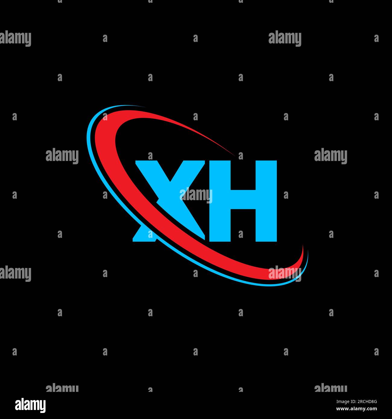 XH X H letter logo design. Initial letter XH linked circle uppercase ...