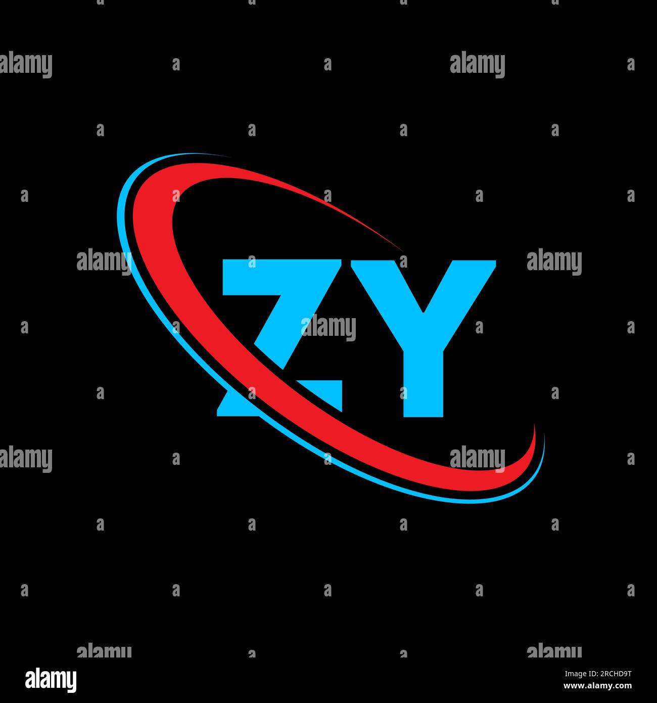 Zy Z Y Letter Logo Design Initial Letter Zy Linked Circle Uppercase Monogram Logo Red And Blue