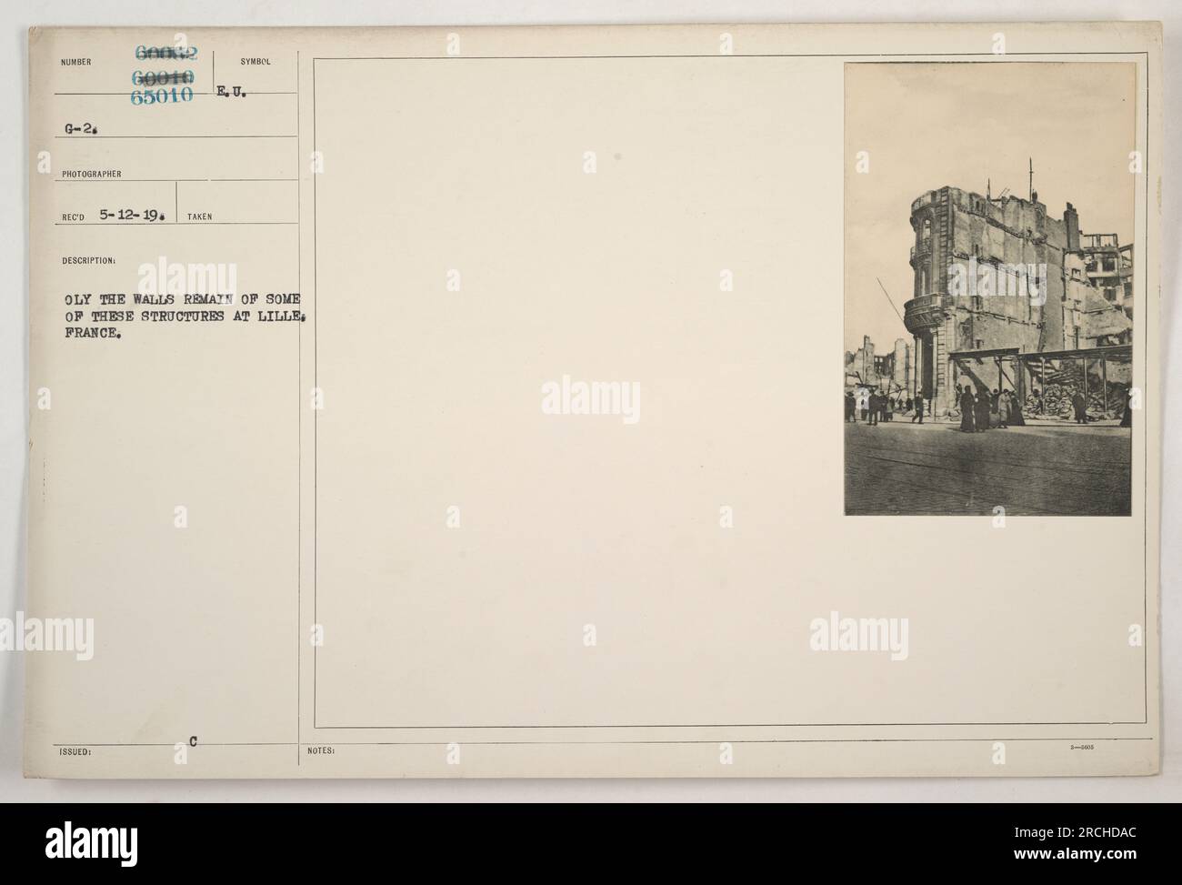 Caption: "Remnants of structures in Lille, France after World War I ...