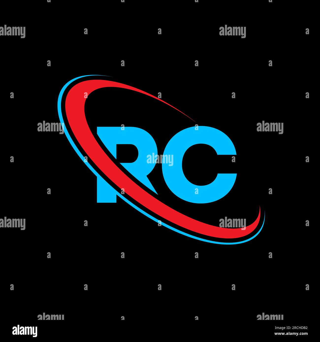 RC R C letter logo design. Initial letter RC linked circle uppercase ...