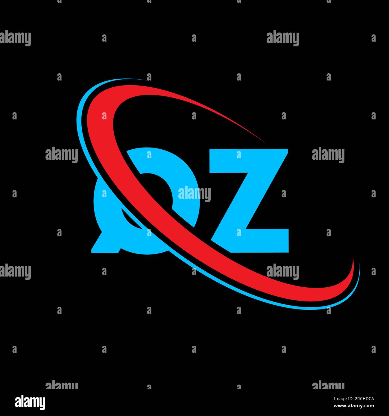 QZ Q Z letter logo design. Initial letter QZ linked circle uppercase ...