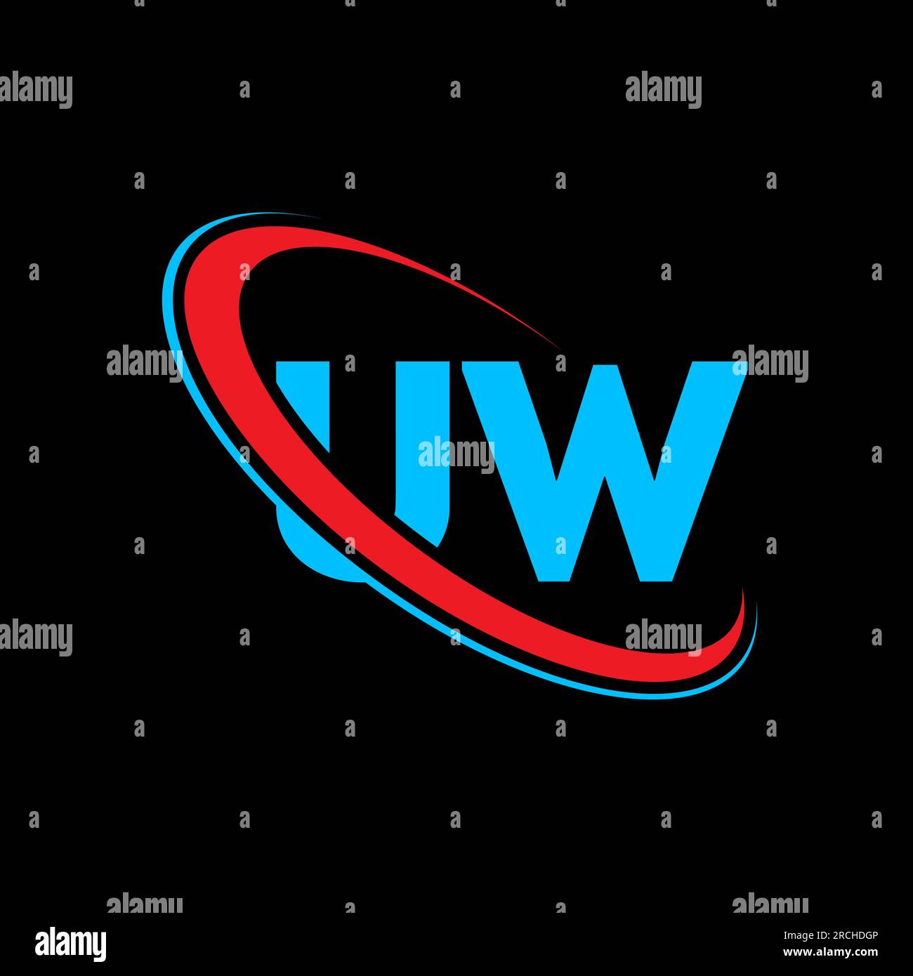 UW U W letter logo design. Initial letter UW linked circle uppercase ...