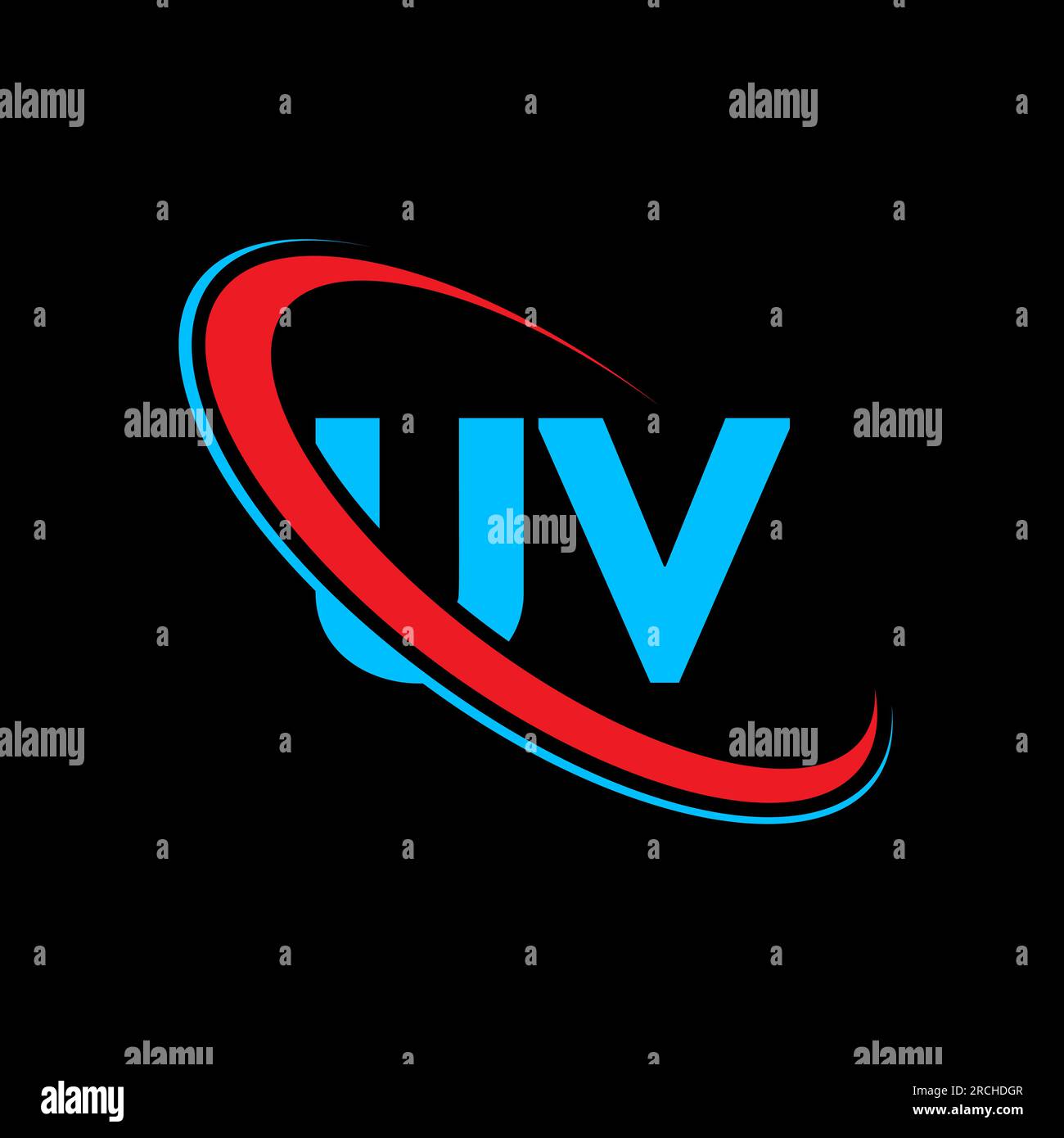 UV U V letter logo design. Initial letter UV linked circle uppercase ...