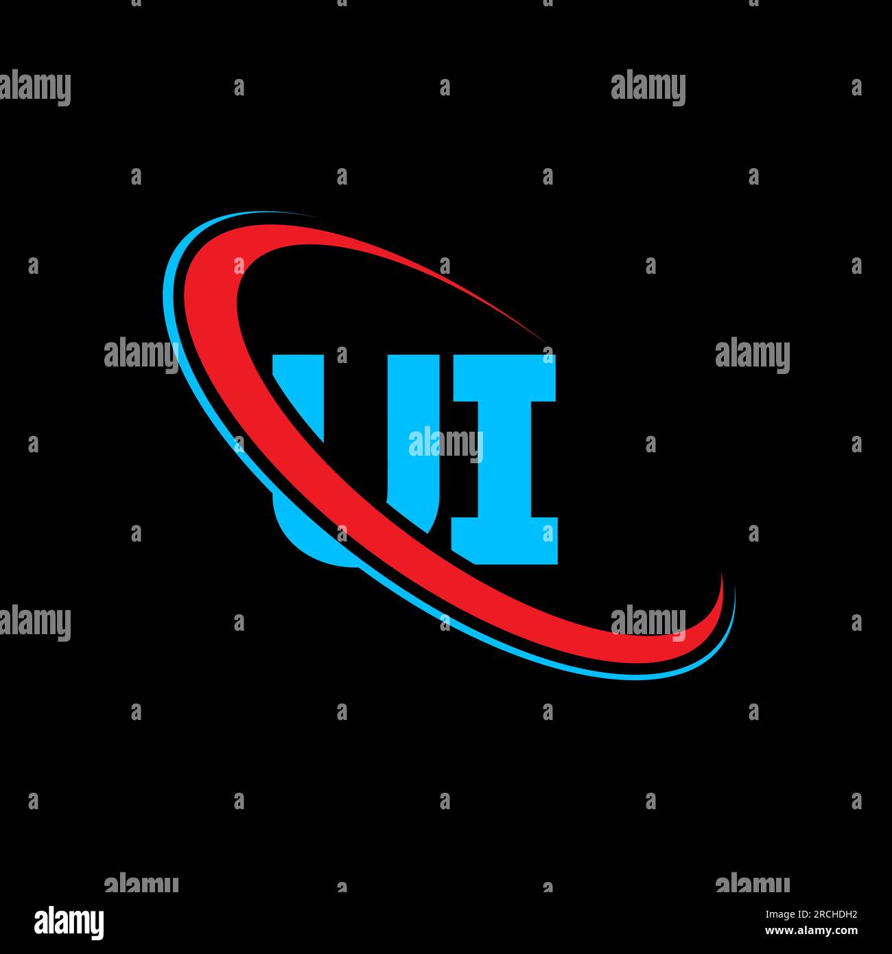 UI U I letter logo design. Initial letter UI linked circle uppercase ...