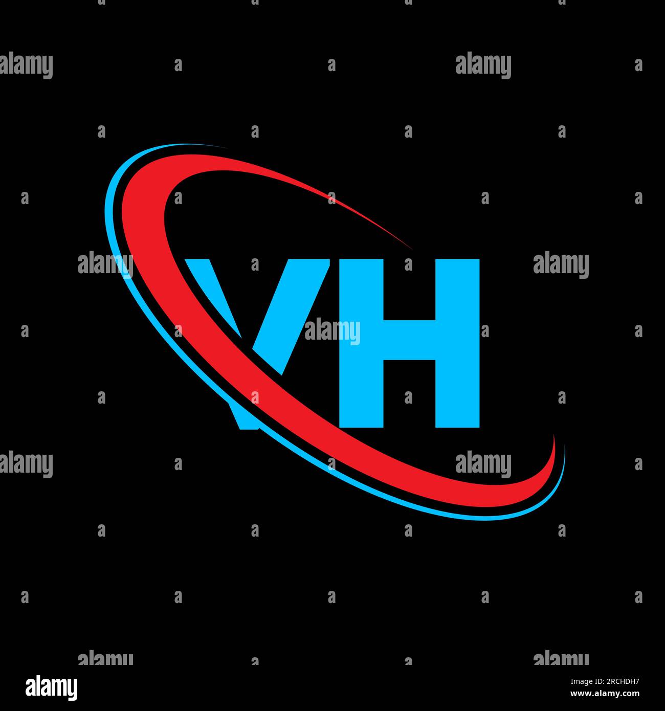 VH V H letter logo design. Initial letter VH linked circle uppercase ...