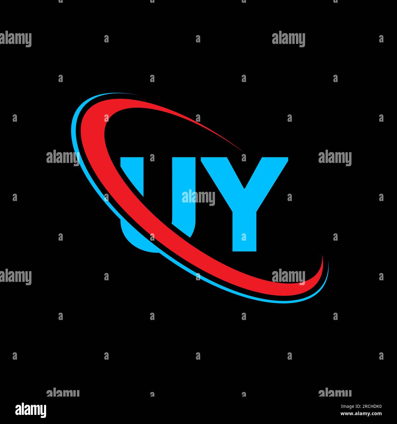 UY U Y letter logo design. Initial letter UY linked circle uppercase ...