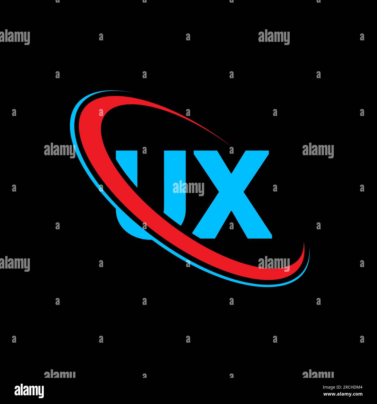 UX U X letter logo design. Initial letter UX linked circle uppercase ...