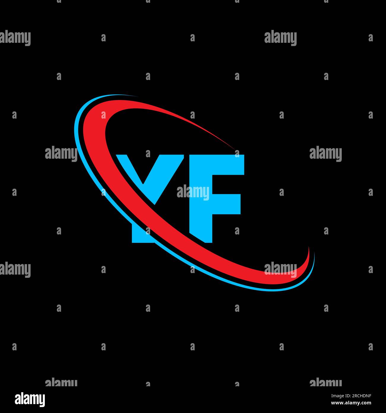YF Y F letter logo design. Initial letter YF linked circle uppercase ...