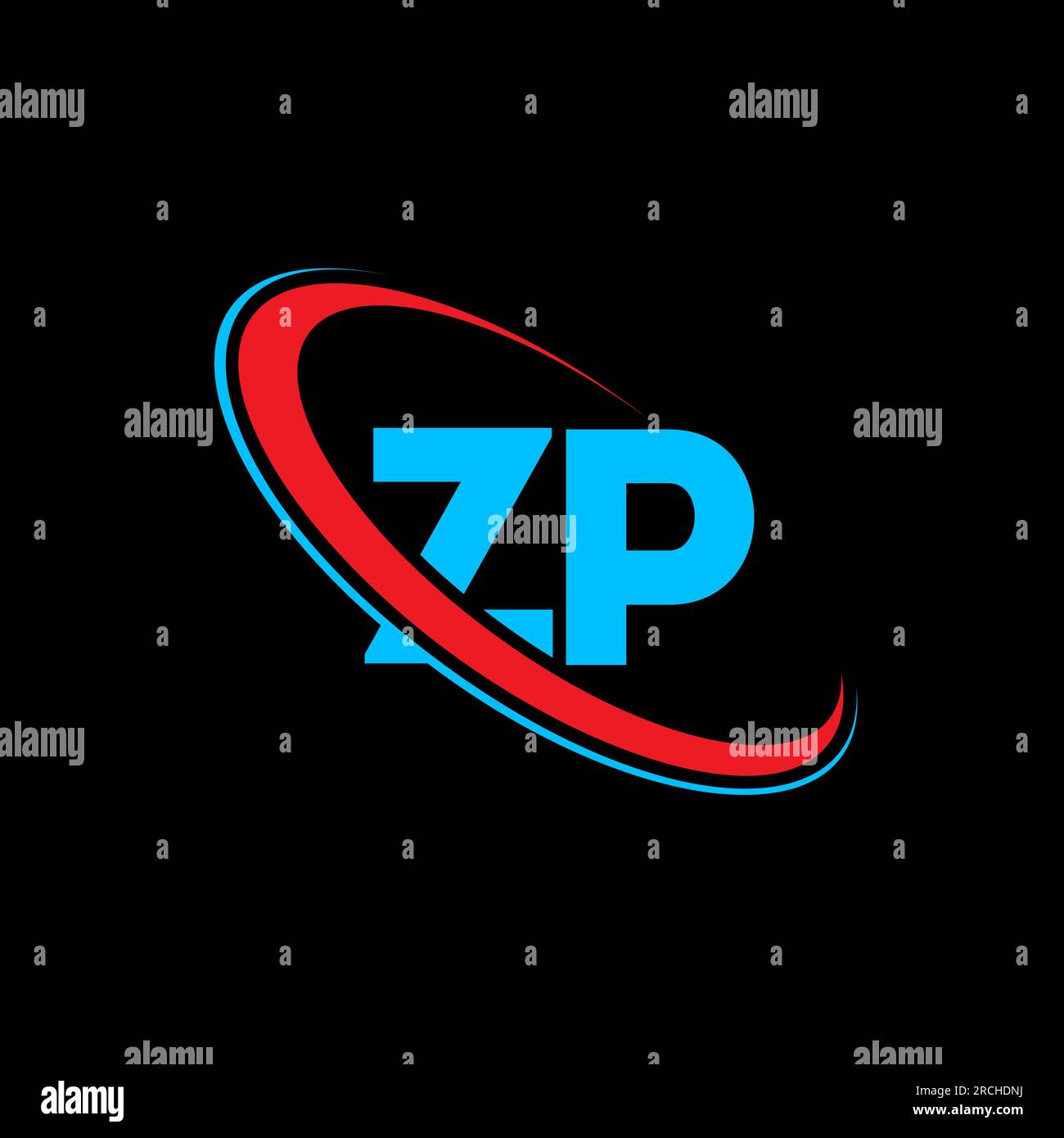 ZP Z P letter logo design. Initial letter ZP linked circle uppercase monogram logo red and blue ...