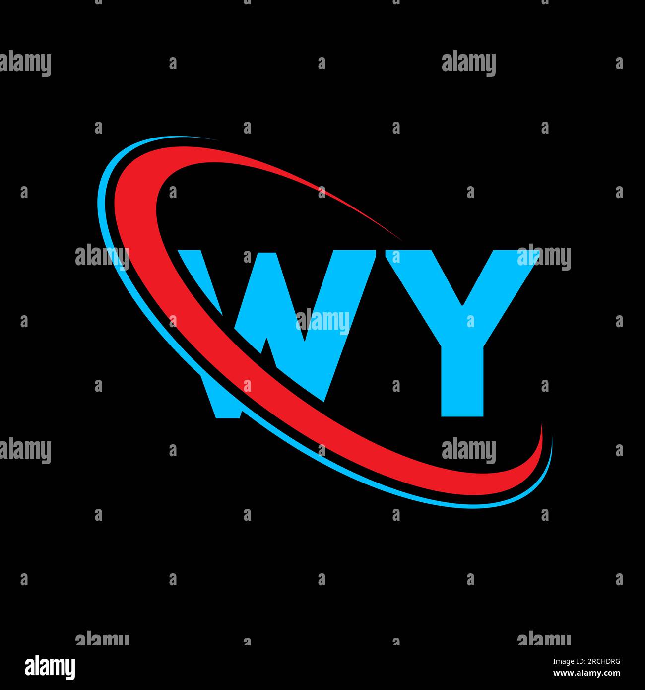 WY W Y letter logo design. Initial letter WY linked circle uppercase ...