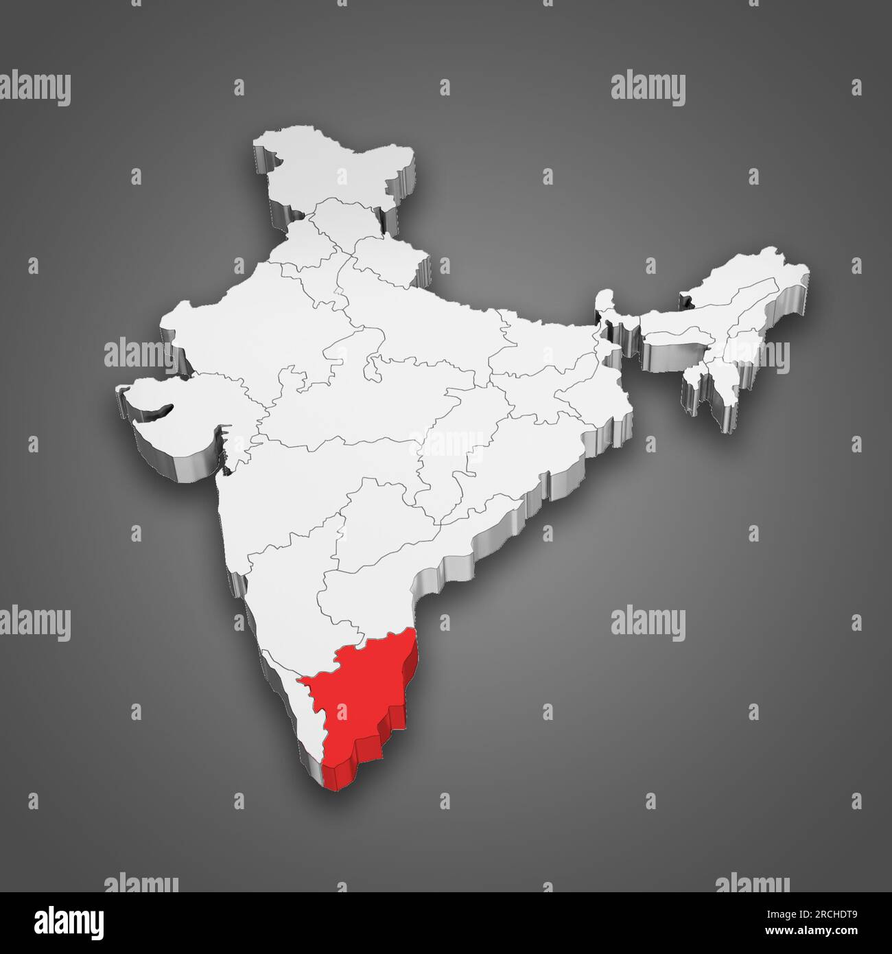 Tamil Nadu state location within India map. 3D Illustration Stock Photo ...