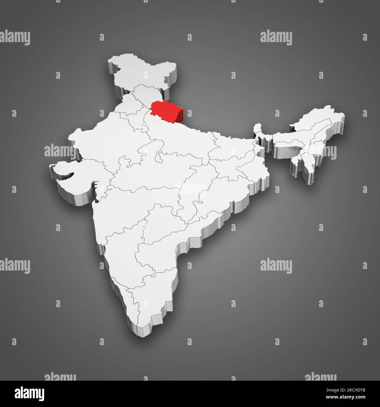 Uttarakhand state location within India map. 3D Illustration Stock ...