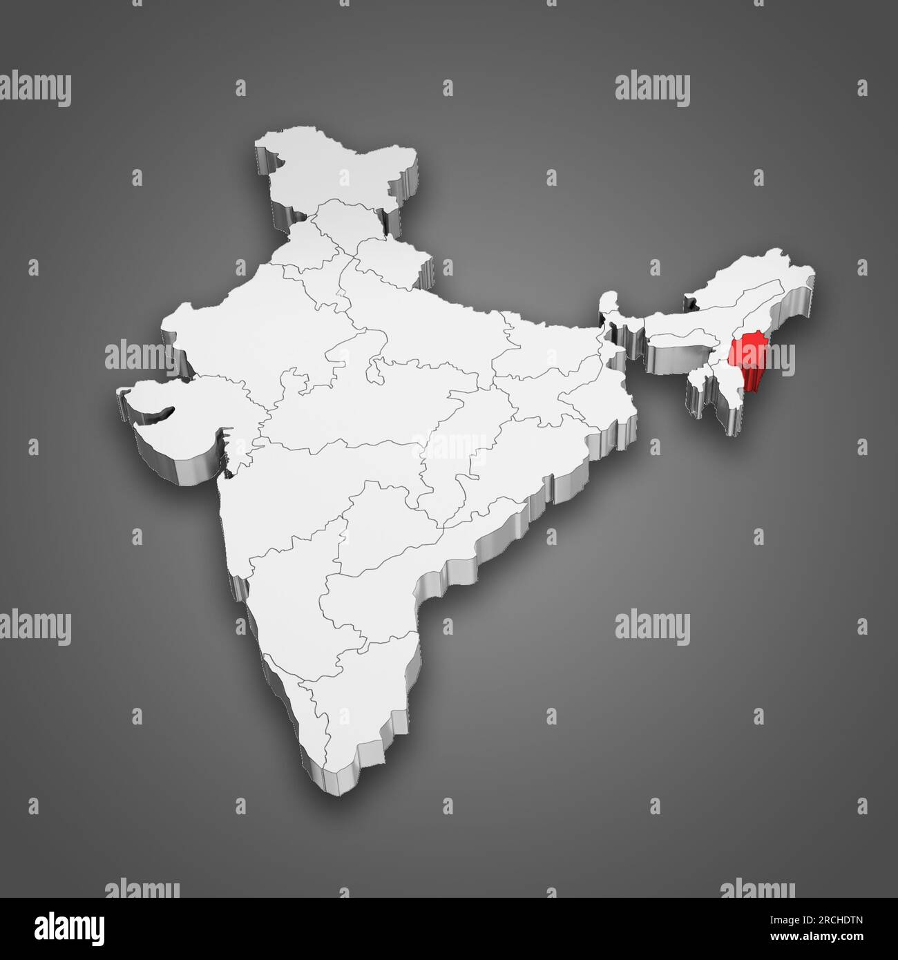 Manipur state location within India map. 3D Illustration Stock Photo ...