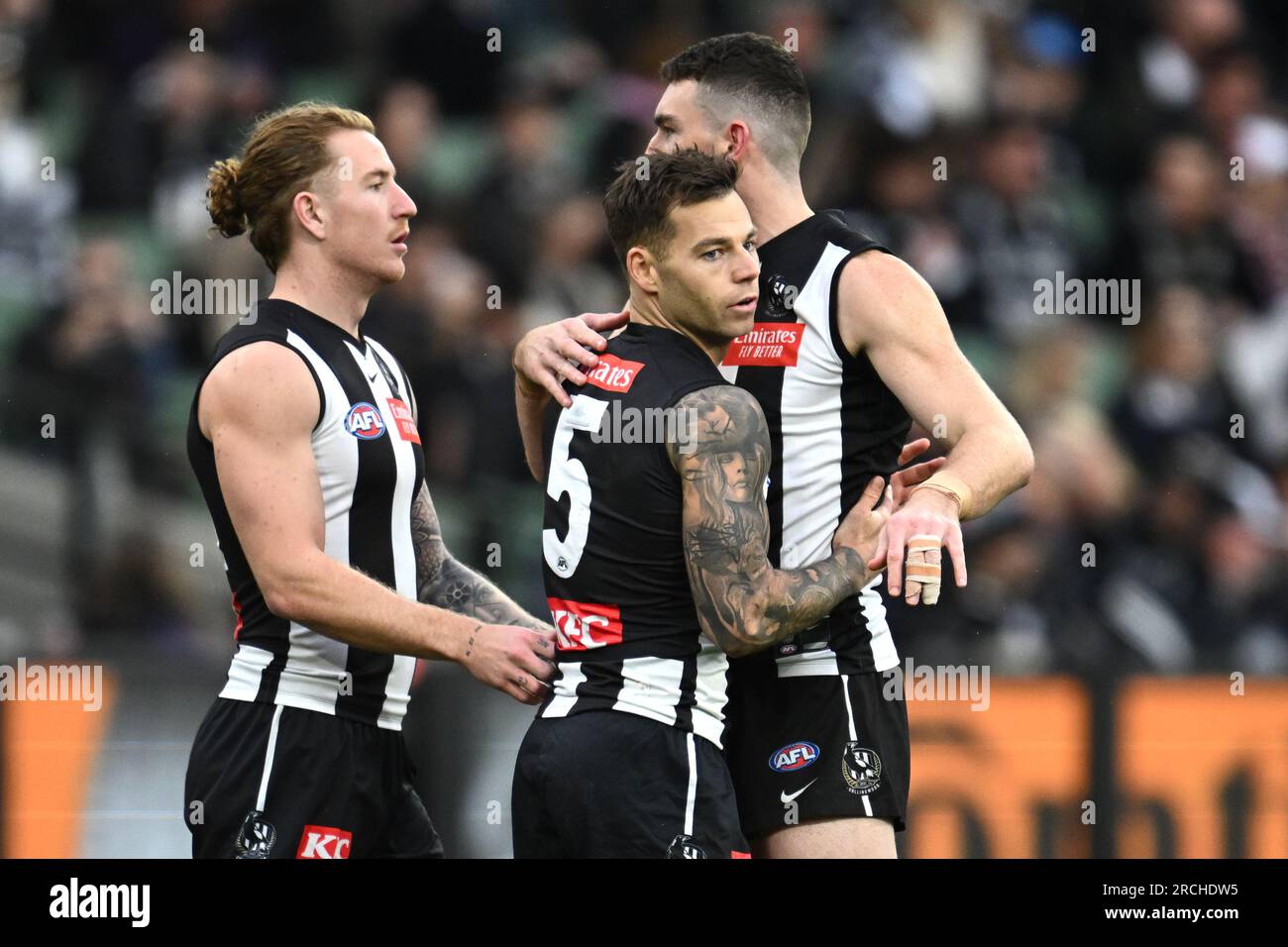 Melbourne, Australia. 15th July, 2023. Jamie Elliott of Collingwood ...
