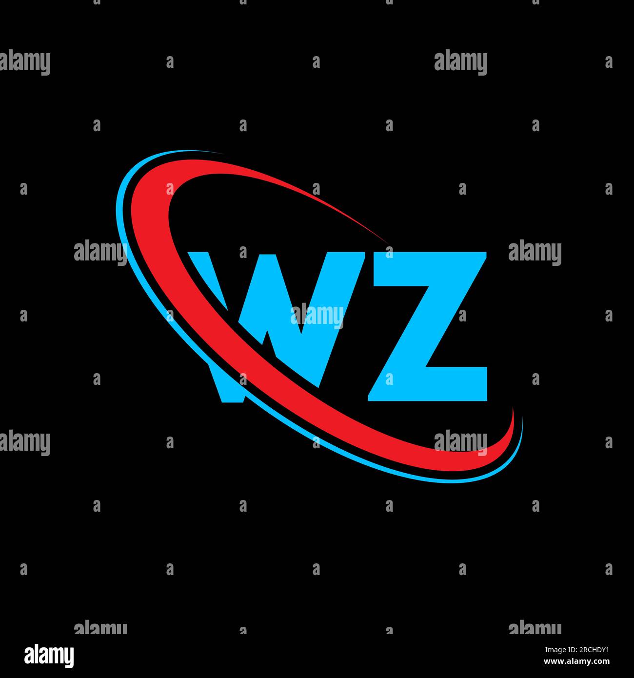 WZ W Z letter logo design. Initial letter WZ linked circle uppercase ...