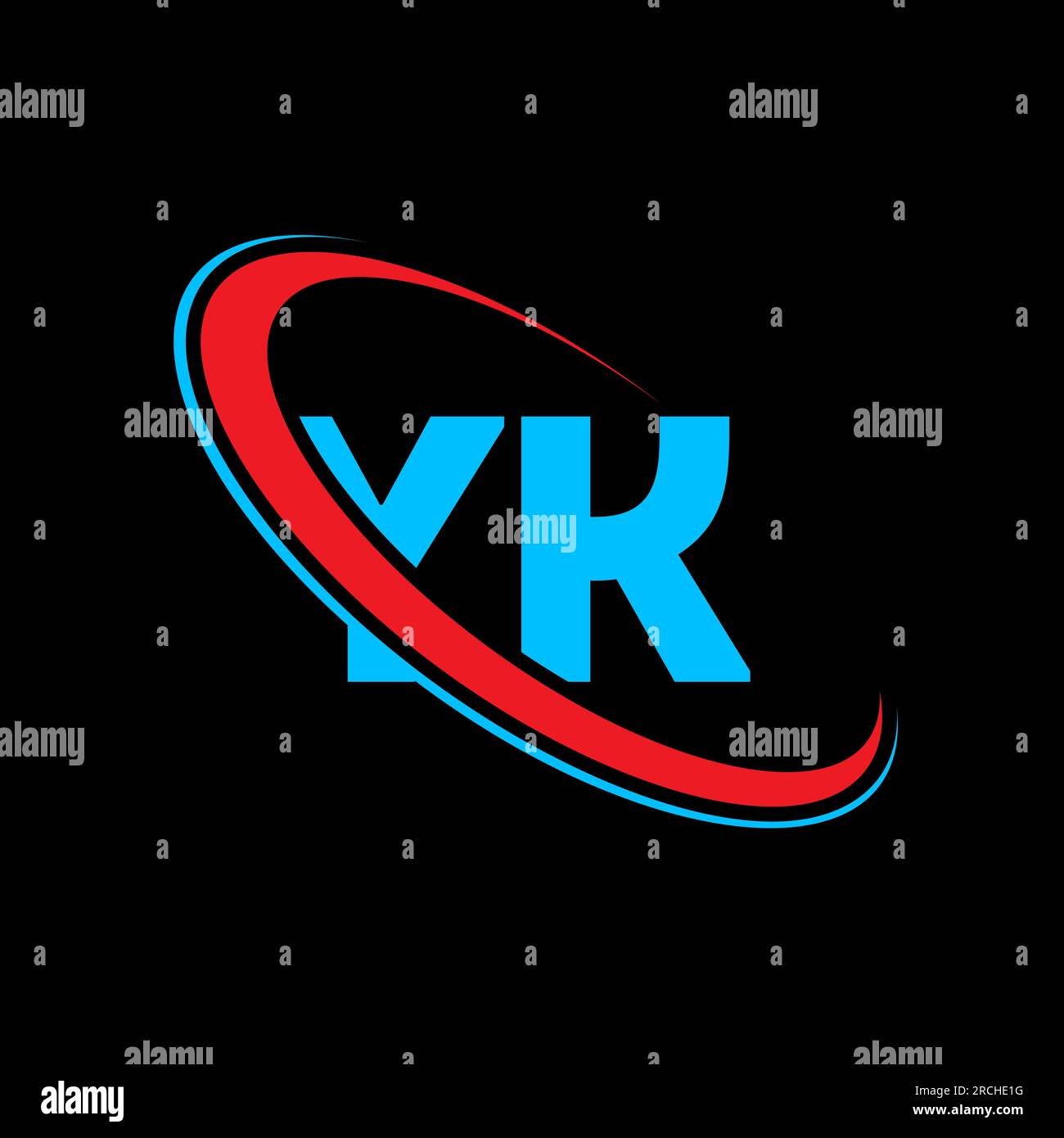 YK Y K letter logo design. Initial letter YK linked circle uppercase ...