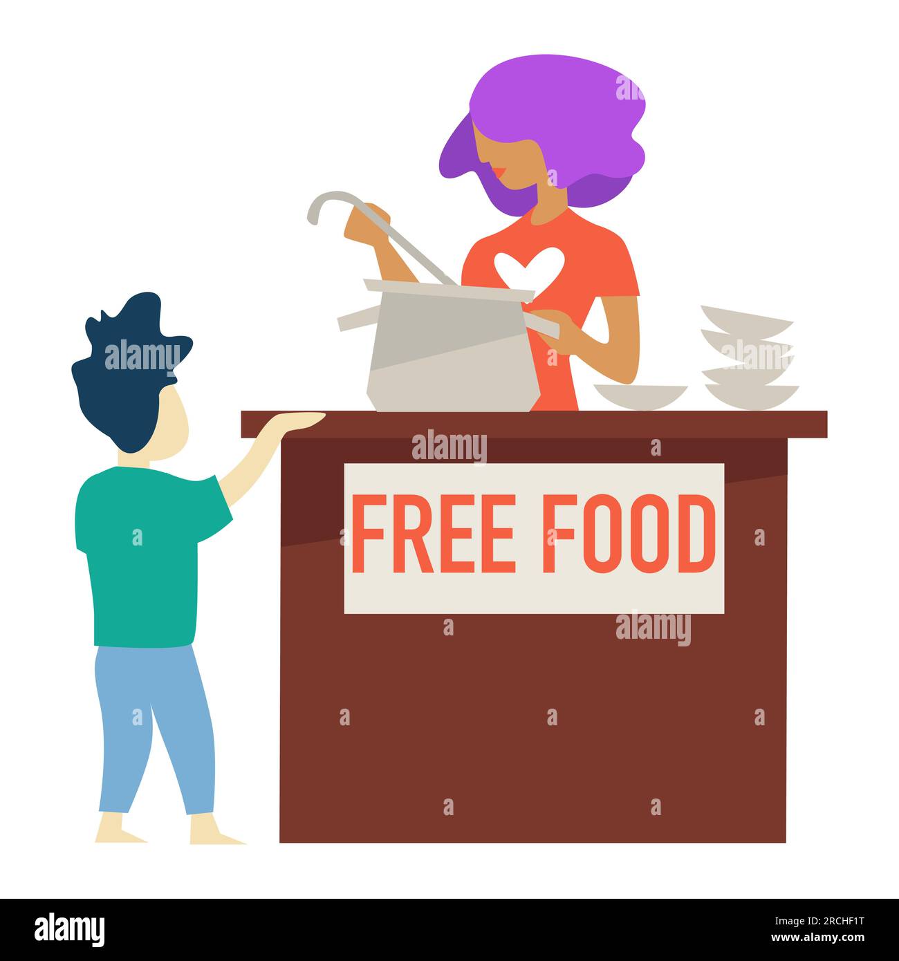Free food donation and charity homeless people help Stock Vector Image ...