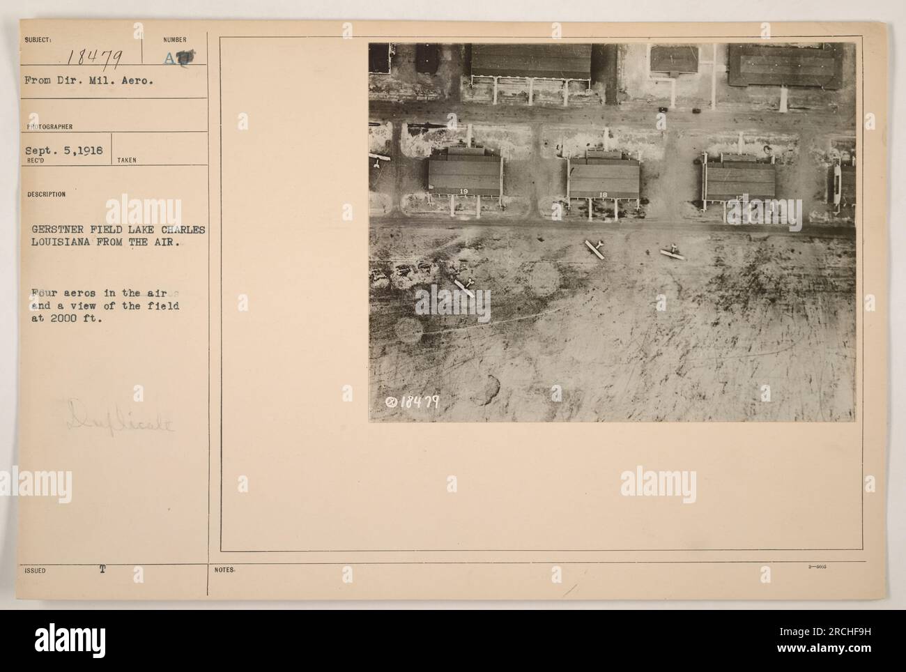 Aerial photograph taken by the Director of Military Aeronautics on ...
