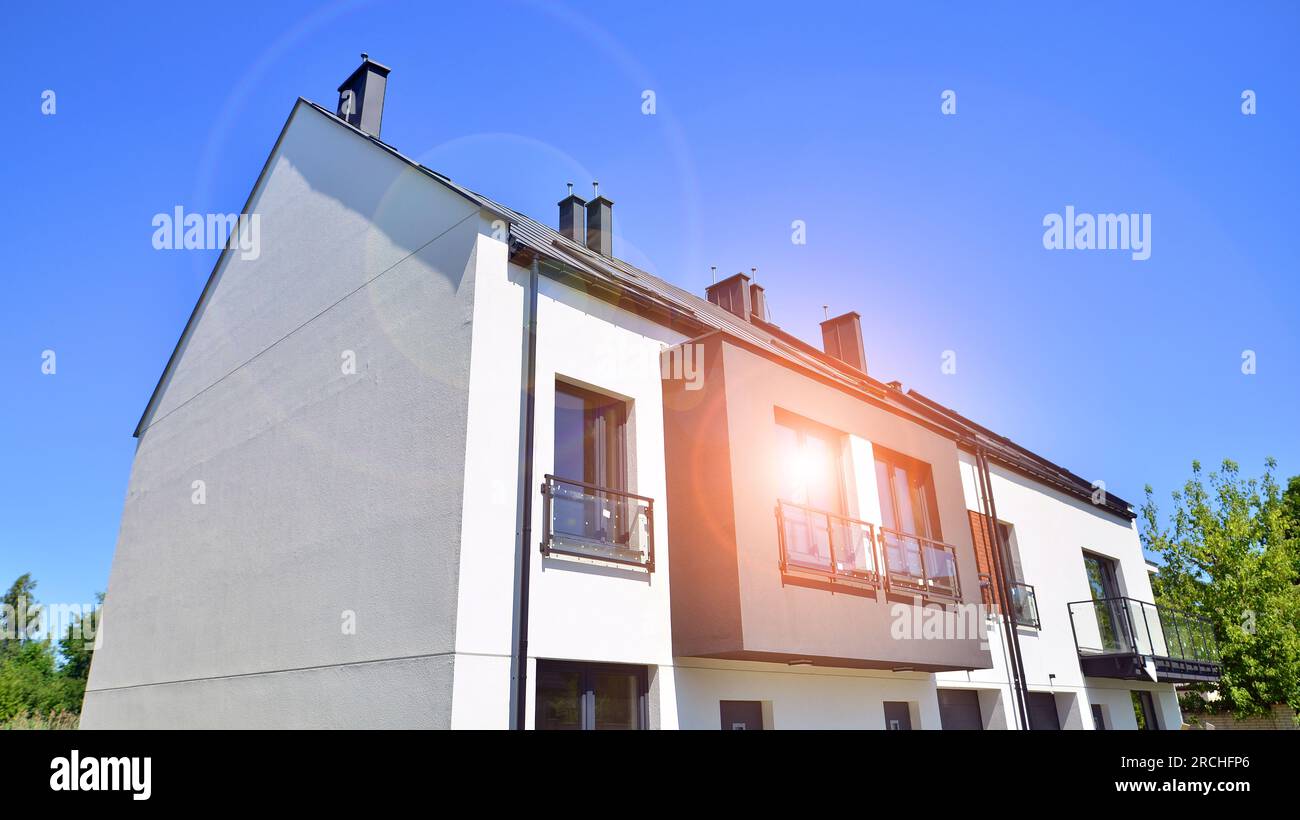 New single family houses in a new development area. Residential homes ...