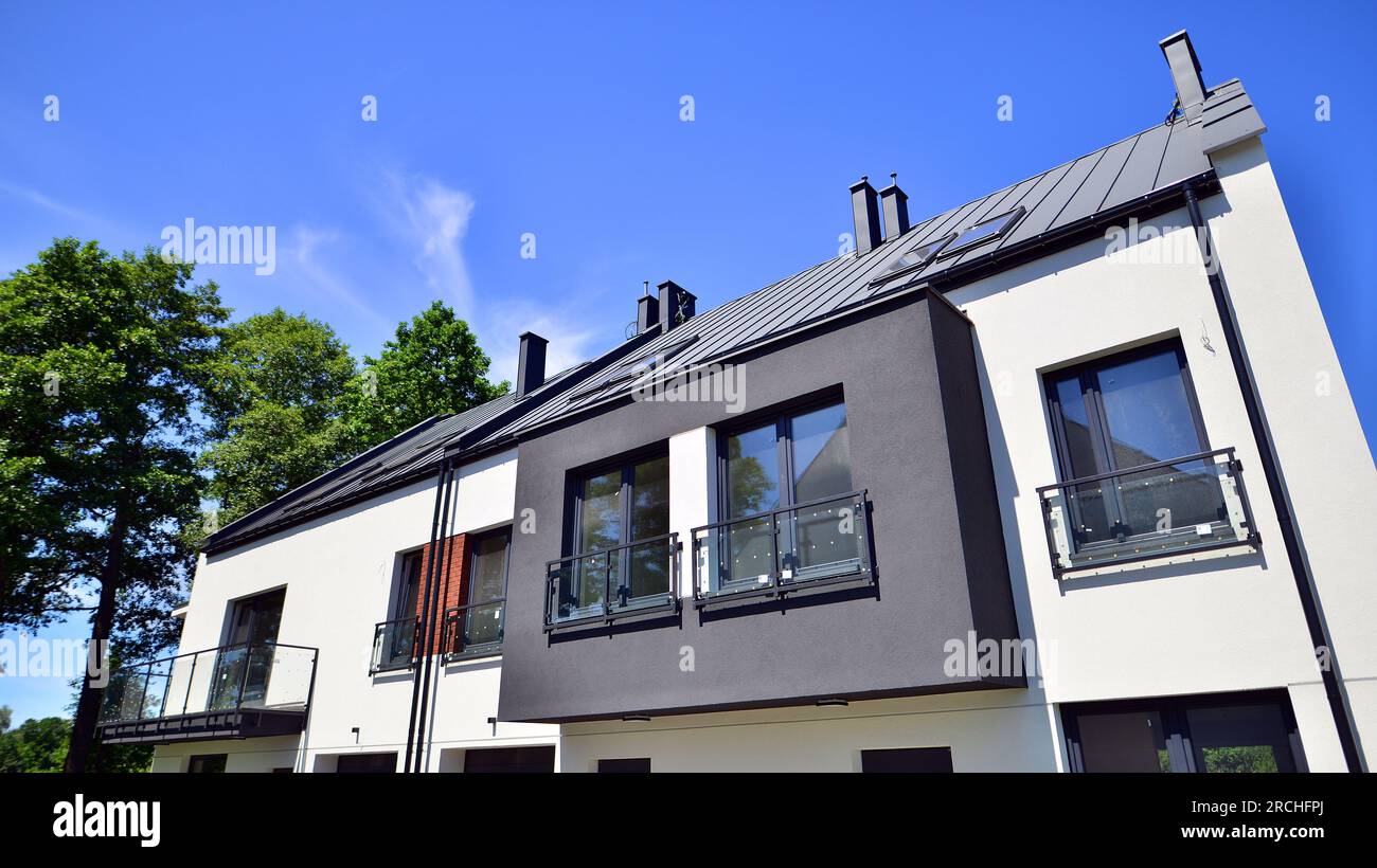 New single family houses in a new development area. Residential homes ...