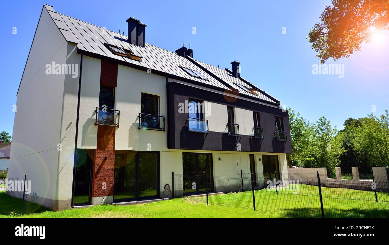 New single family houses in a new development area. Residential homes ...